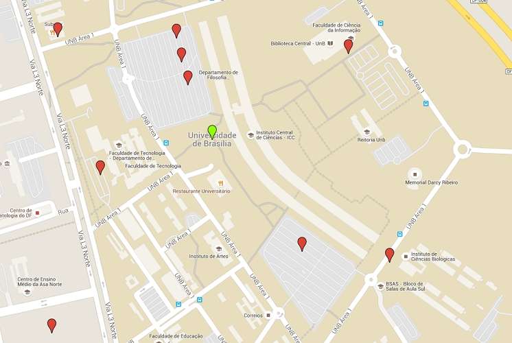 Mapa de crimes na UnB mostra casos de estupro, tiroteio e agressão